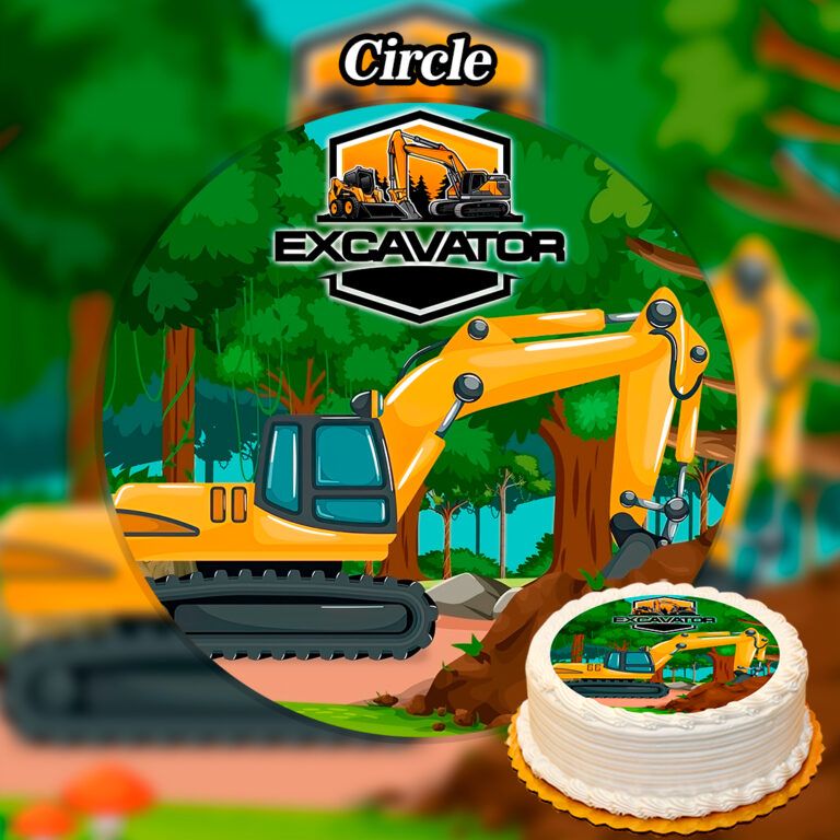 Edible Excavator Cake Topper - Edible Printed Toppers