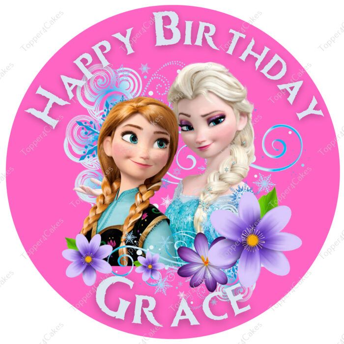 Edible Pink Frozen Cake Topper - Edible Printed Toppers