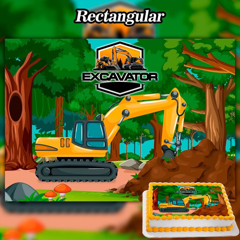Edible Excavator Cake Topper - Edible Printed Toppers