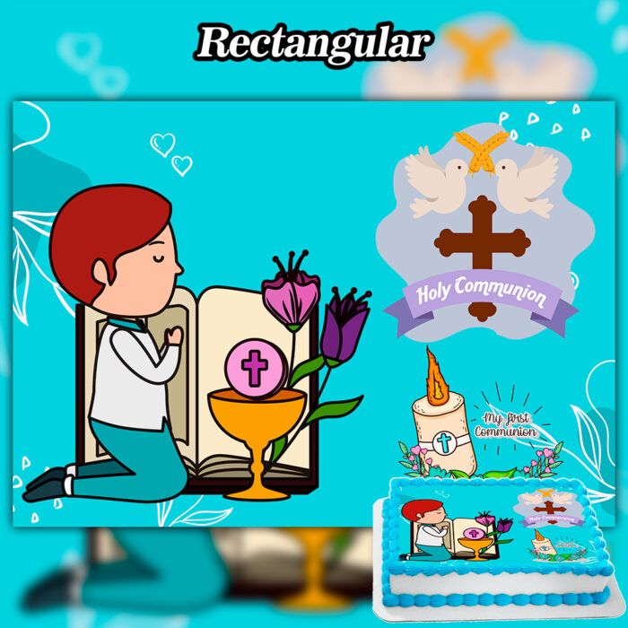 Edible Communion & Confirmation Boy Cake Topper - Edible Printed Toppers