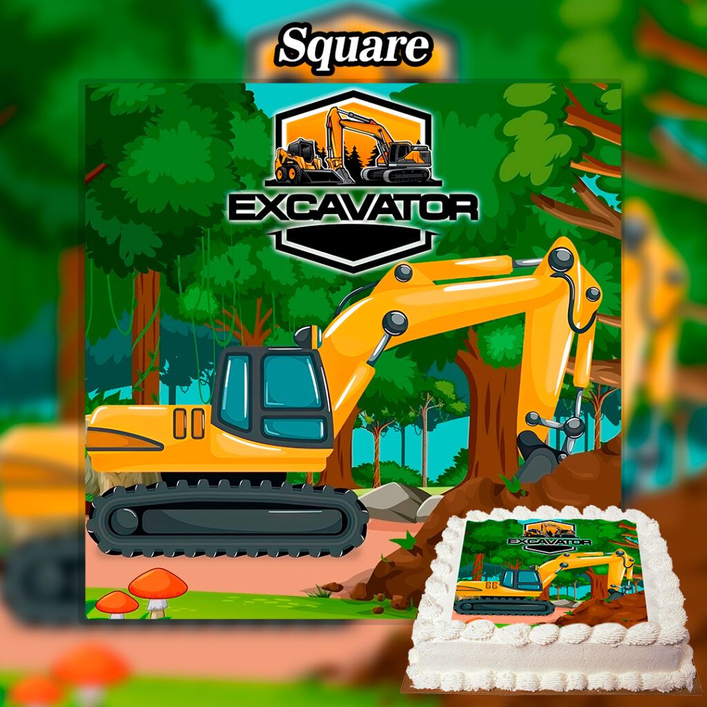 Edible Excavator Cake Topper - Edible Printed Toppers