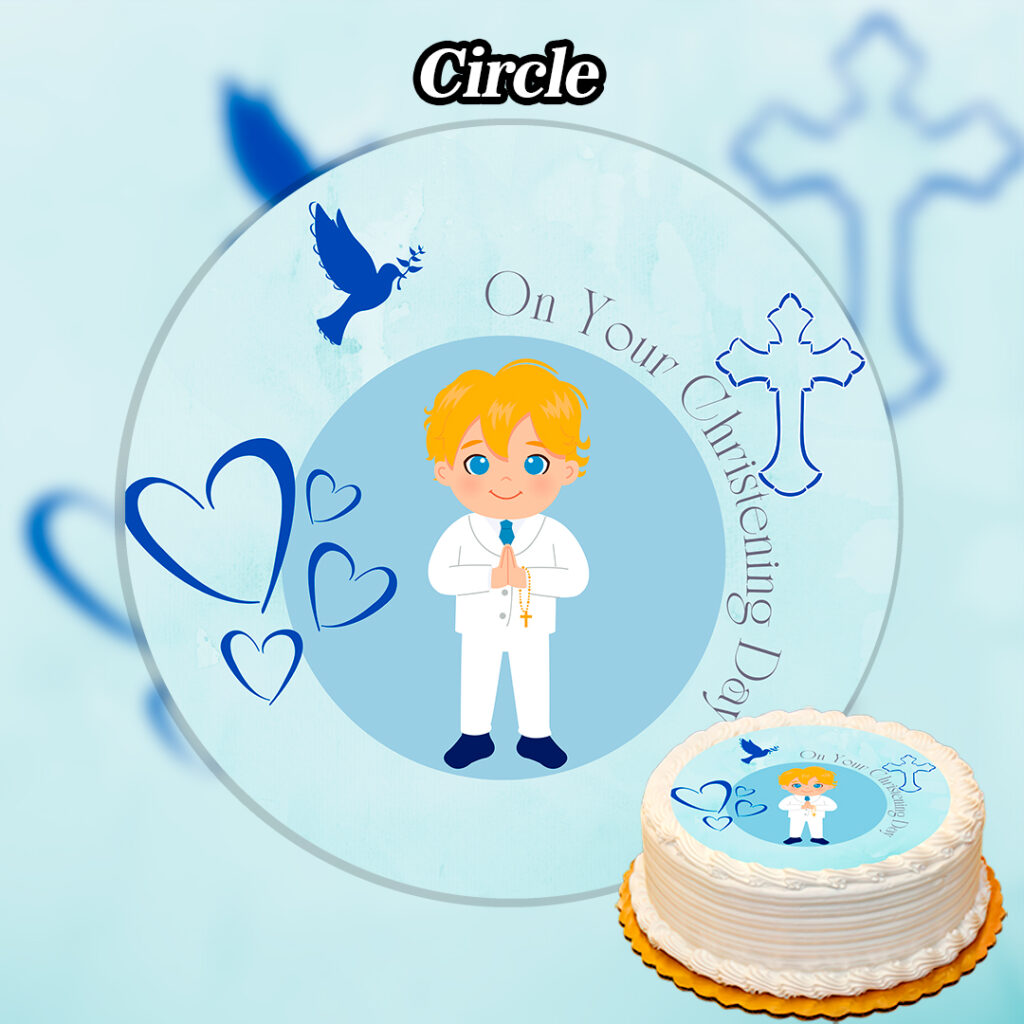 Edible Christening Boy Cake Topper - Edible Printed Toppers