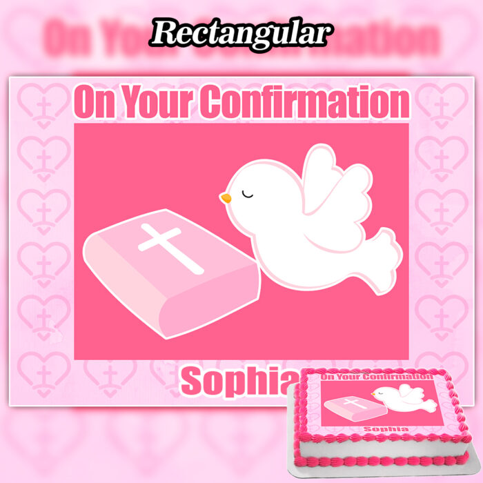 Edible Communion & Confirmation pink with a bible Cake Topper - Edible ...