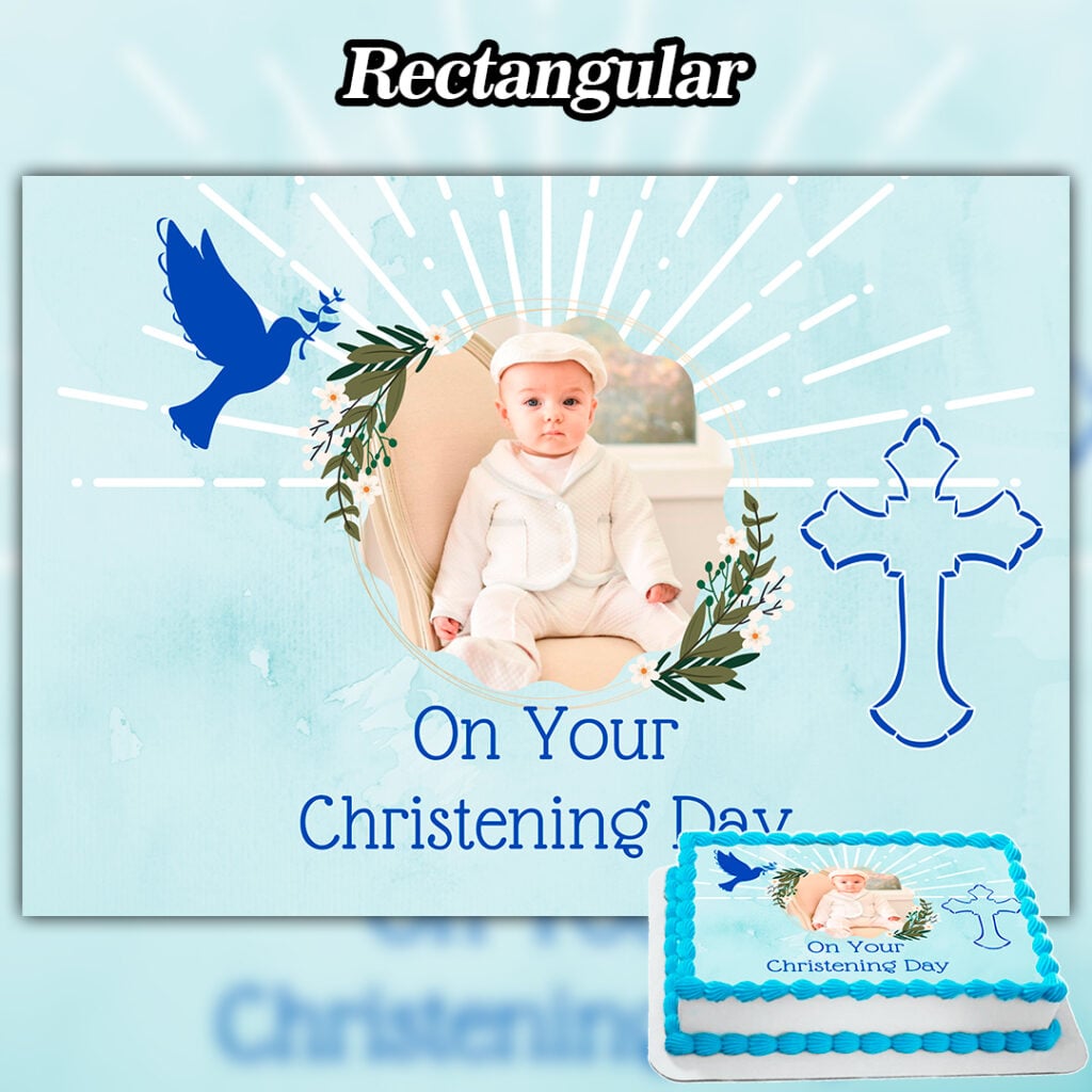 Personalized Edible Christening Boy Cake Topper with Picture - Edible ...