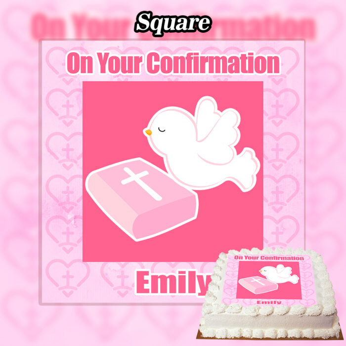 Edible Communion & Confirmation pink with a bible Cake Topper - Edible ...