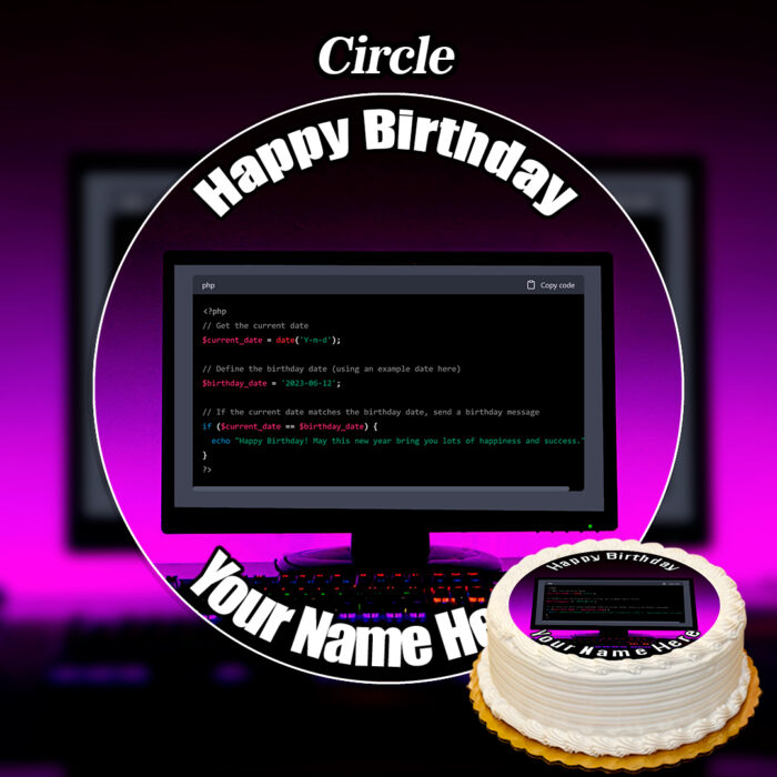 Edible Computer Code Cake Topper Personalised - Edible Printed Toppers