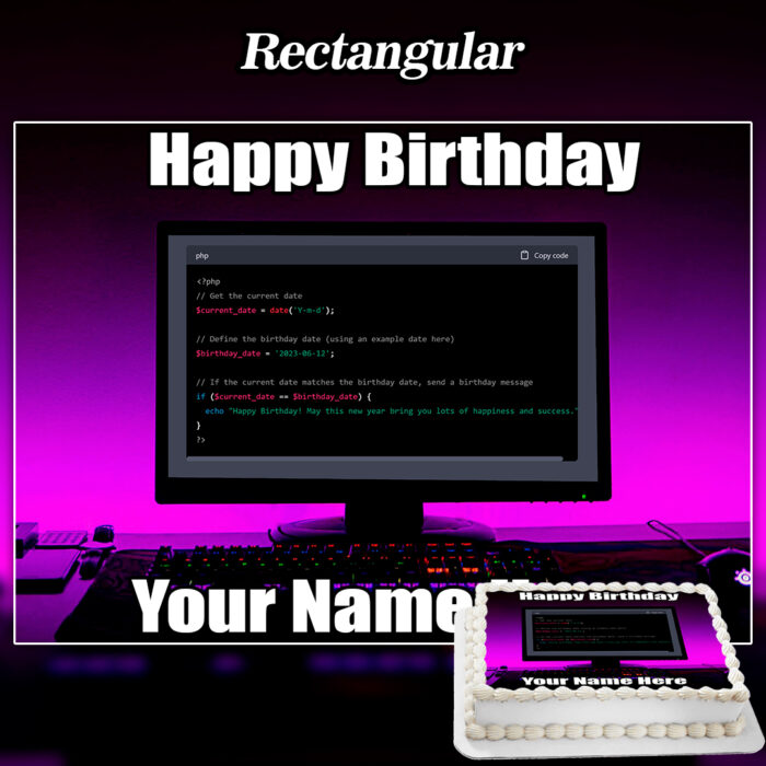 Edible Computer Code Cake Topper Personalised - Edible Printed Toppers