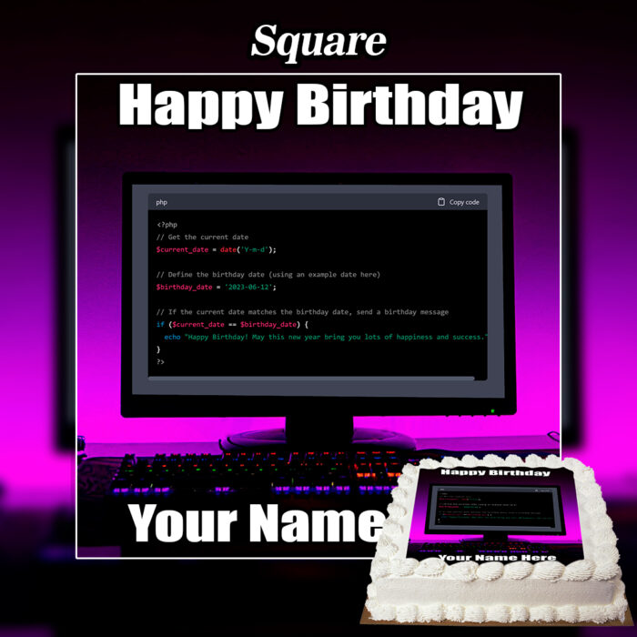 Edible Computer Code Cake Topper Personalised - Edible Printed Toppers