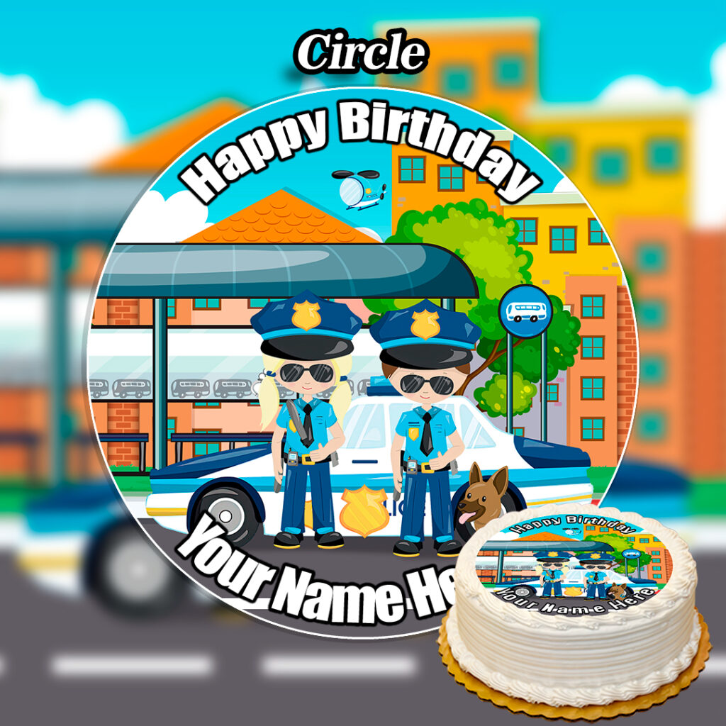 Edible Police Kids Theme Cake Topper Personalised - Edible Printed Toppers
