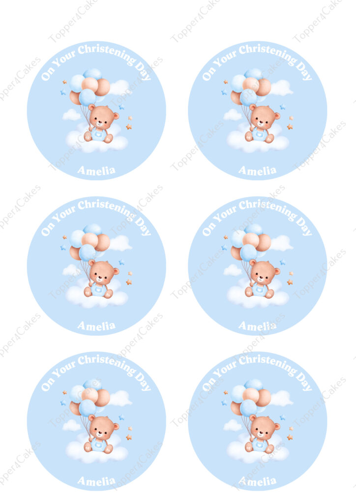 Edible Blue Baby Shower & Christening Cupcake Topper - Edible Printed ...