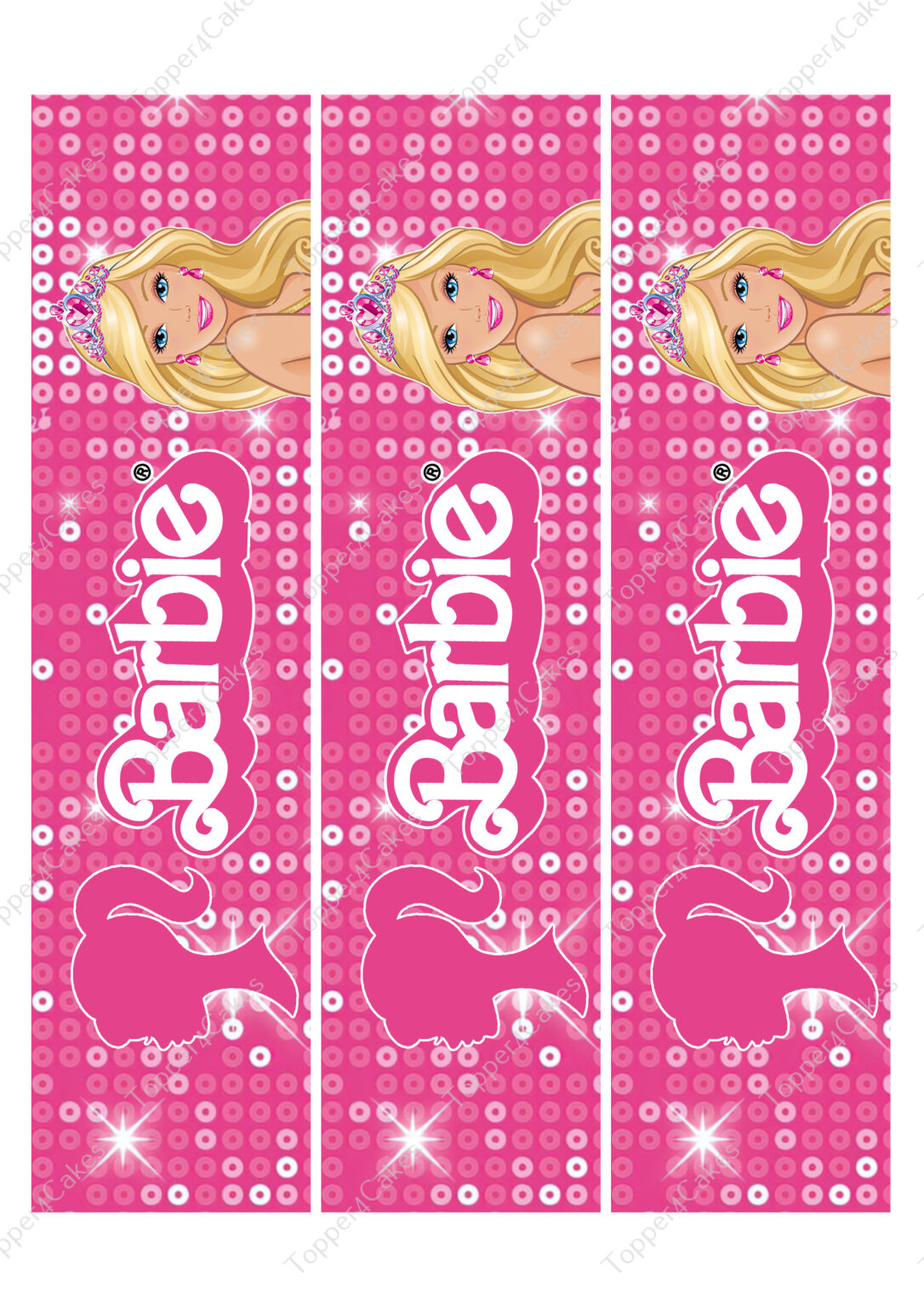 Edible Barbie Ribbon - Edible Printed Toppers