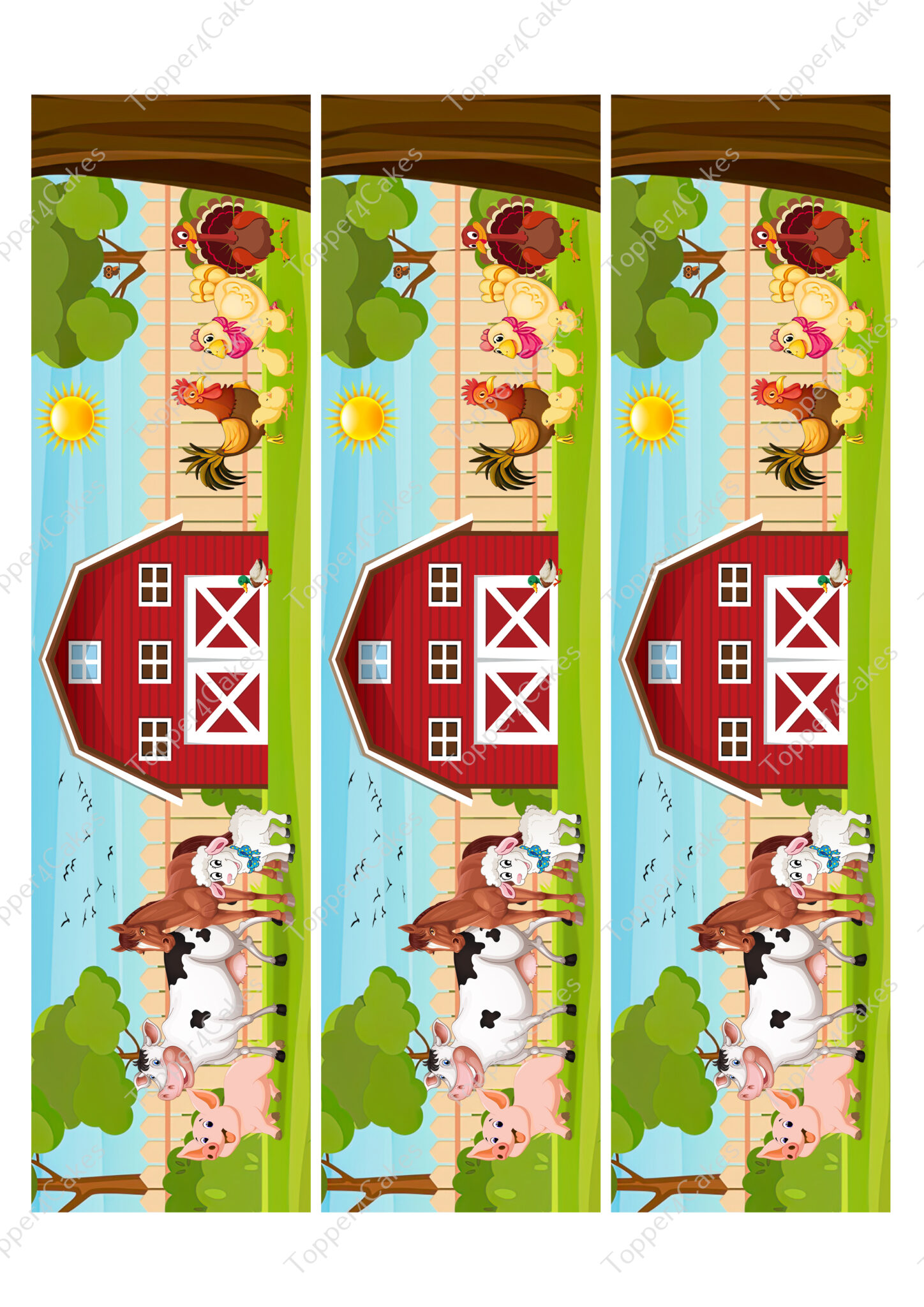 Edible Farm animals Ribbon - Edible Printed Toppers