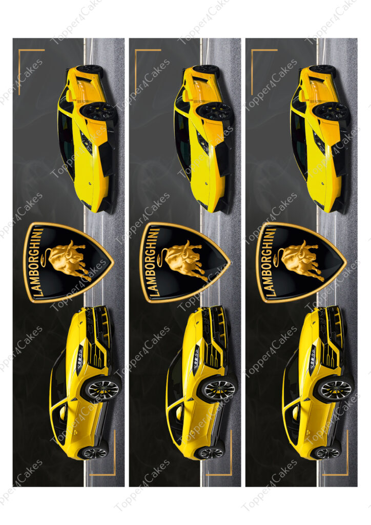 Edible Lamborghini Ribbon - Edible Printed Toppers