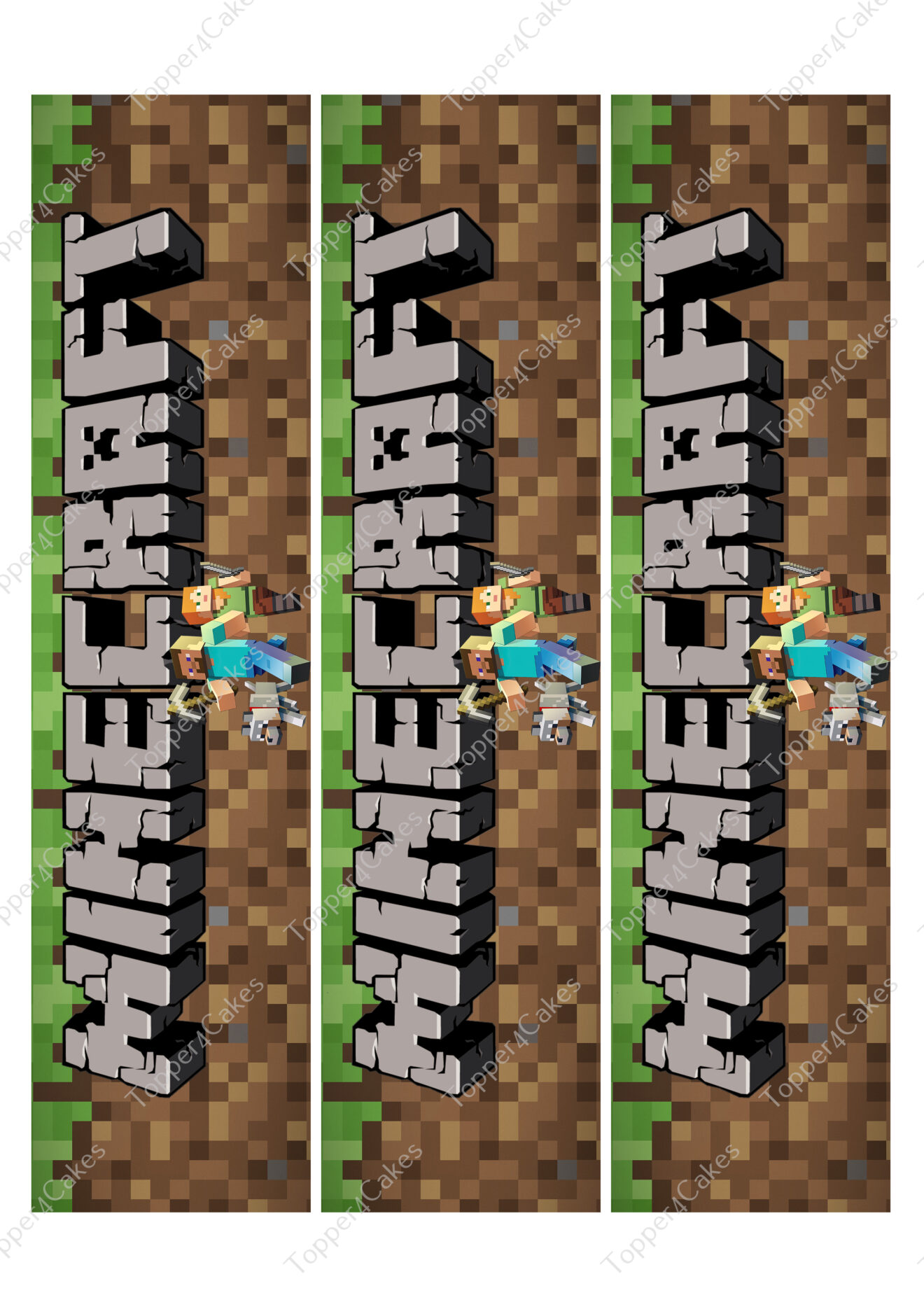Edible Minecraft Ribbon - Edible Printed Toppers