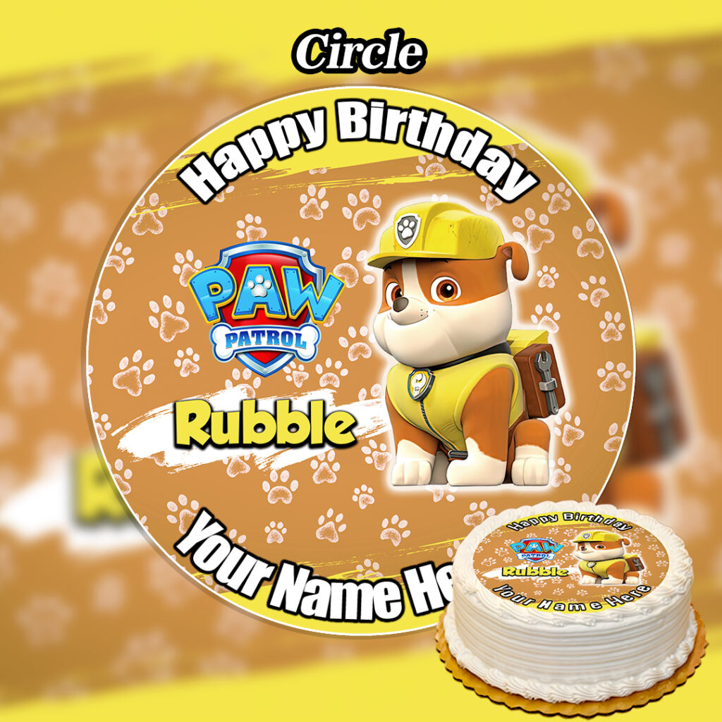 Edible Paw Patrol Rubble Cake Topper - Edible Printed Toppers