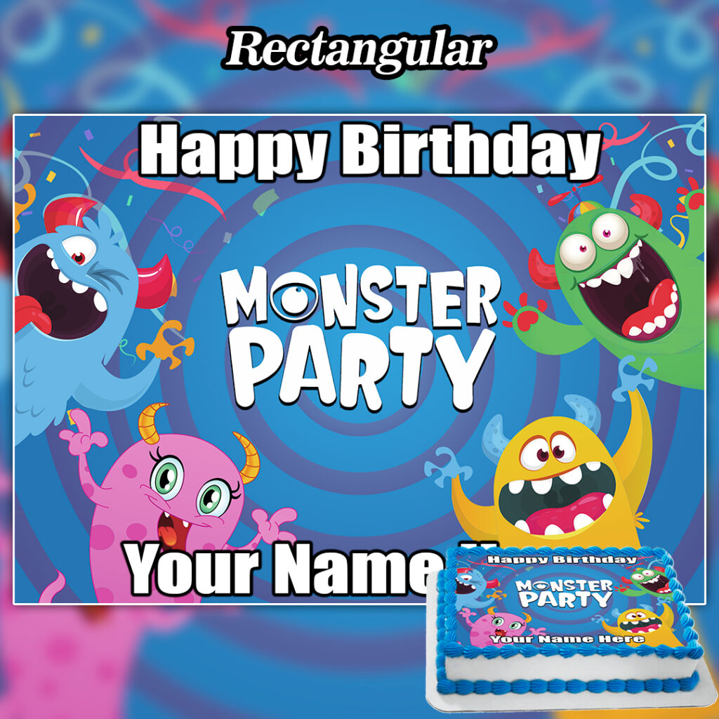 Edible Monster Party Cake Topper - Edible Printed Toppers