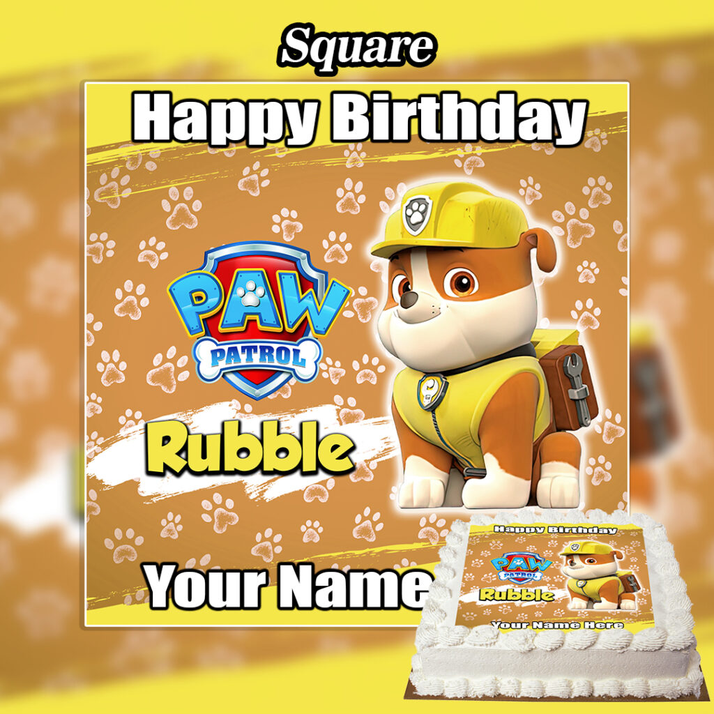 Edible Paw Patrol Rubble Cake Topper - Edible Printed Toppers